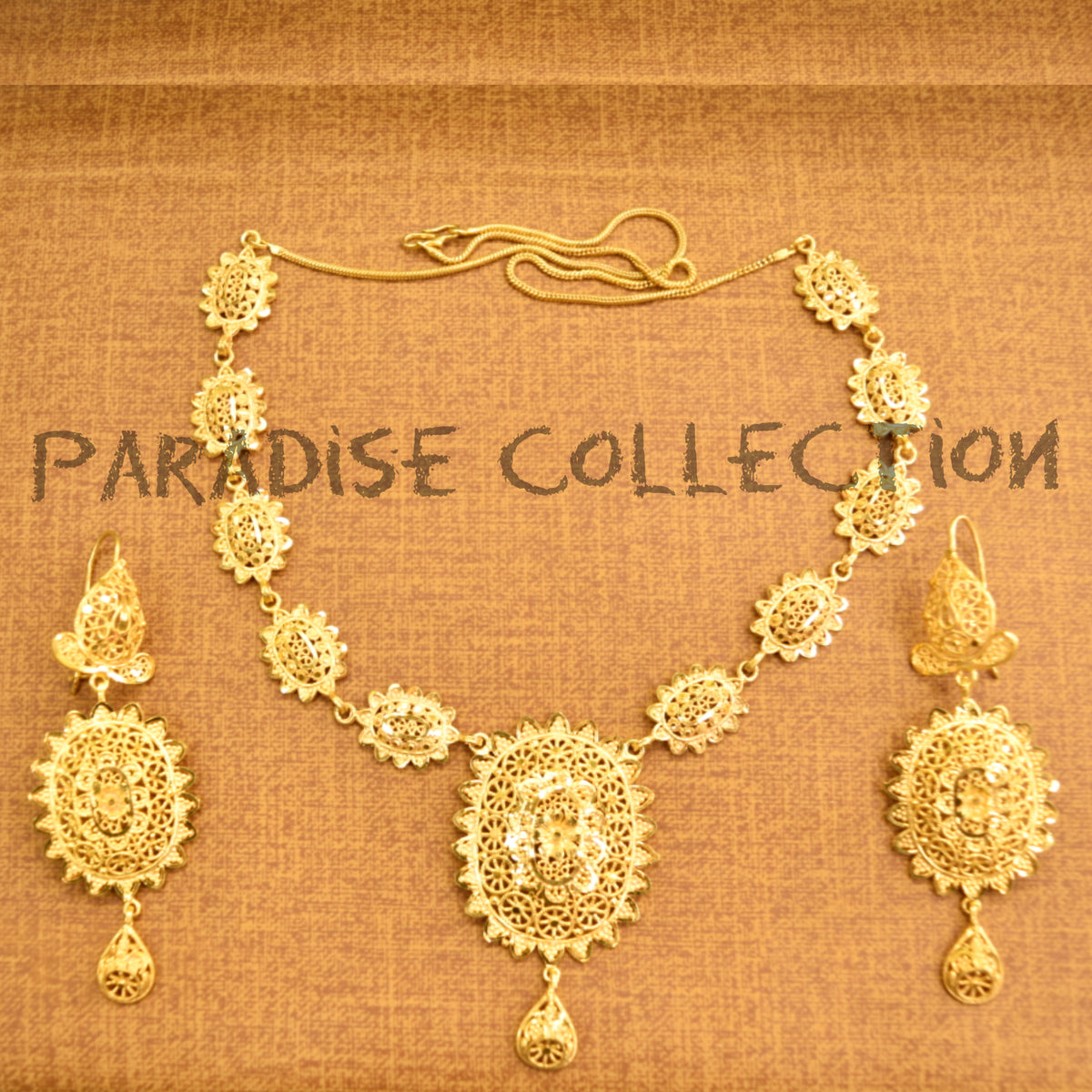 Premium Quality Gold Plated Necklace And Earrings Real Gold Look With ...